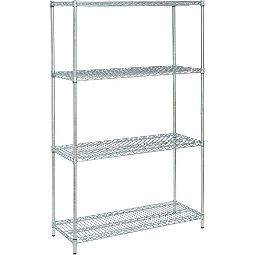 Nexel 18" x 48" x 74", 4 Tier Economy Adjustable Wire Shelving Unit, NSF Listed Commercial Storage Rack, Adjustable, Zinc Chromate