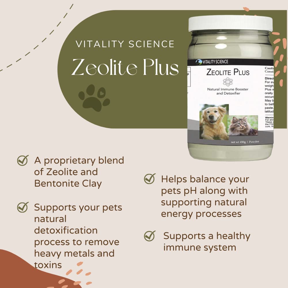 Vitality Science Zeolite Plus for Dogs | Immune Support | Balances pH | Supports Energy Processes (450gms)
