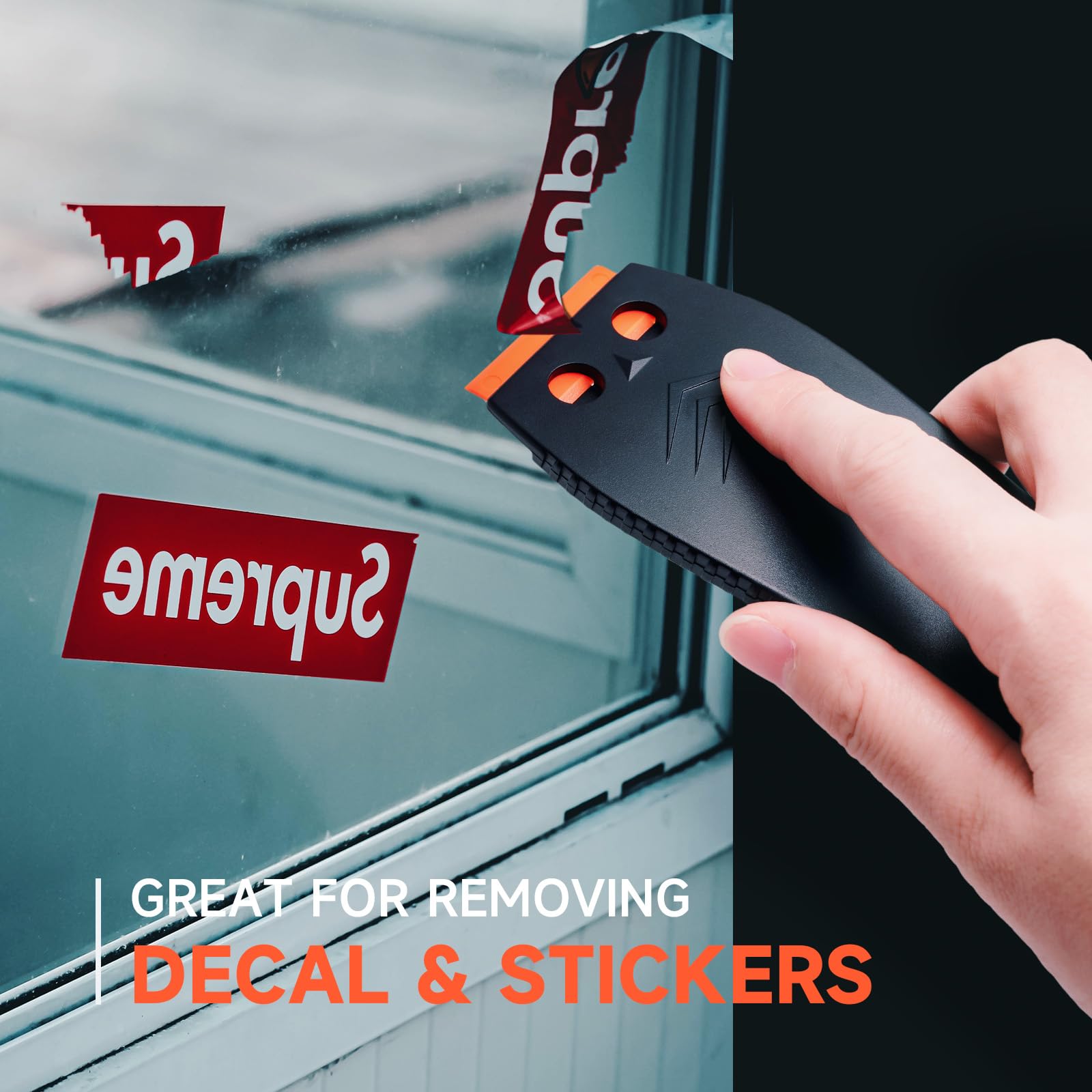 FOSHIO Razor Blade Scraper, 3 Pack Large Scraper Tool with 270PCS Double Edged Razor Blade Plastic Razor Blades, Glass Scraper for Windows, Decals, Tint, Stickers, Labels, Caulk, Adhesive(Black)