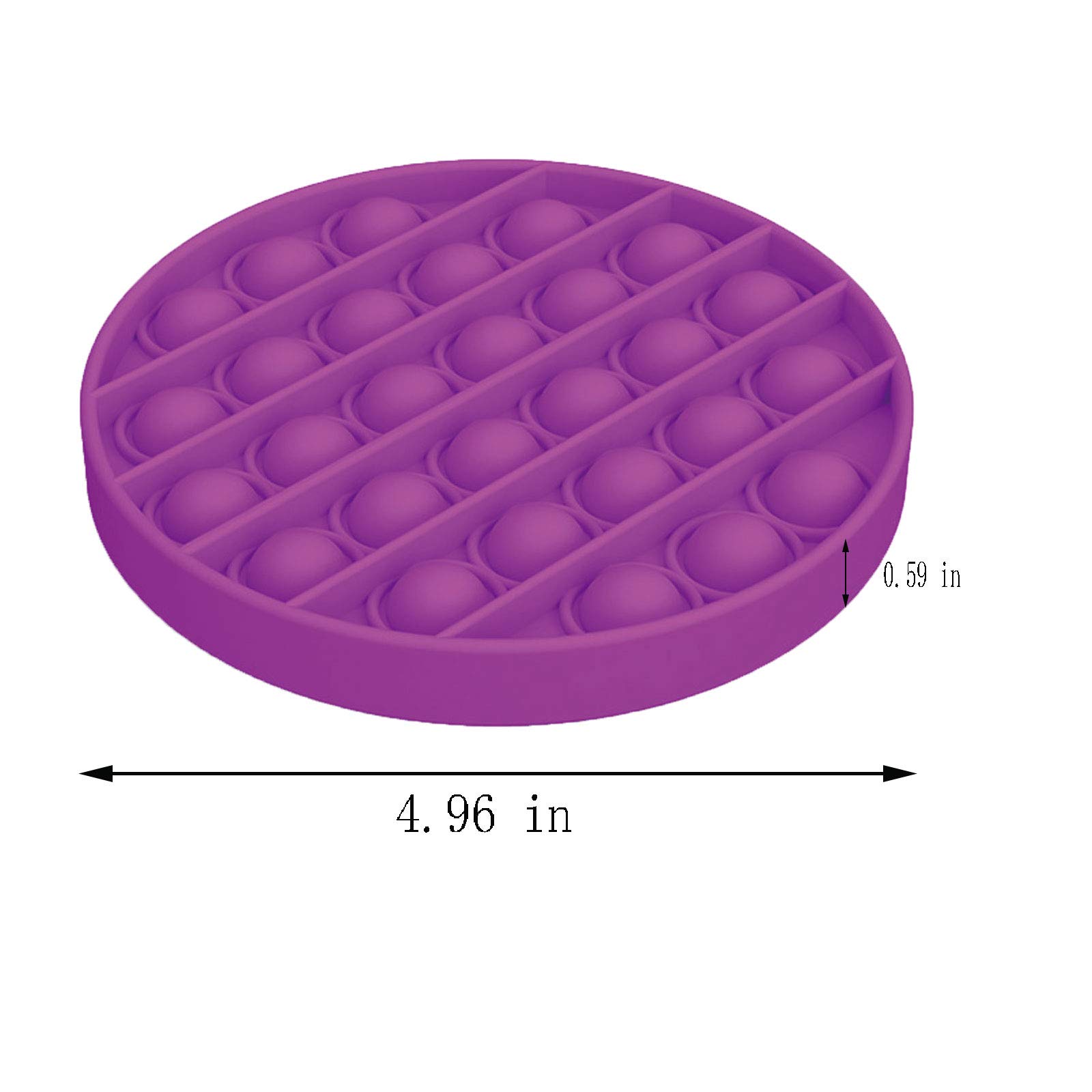 HHK Push Pop Bubble Sensory Fidget Toy, Silicone Squeeze Stress Reliever, Help Restore Emotions Round Purple