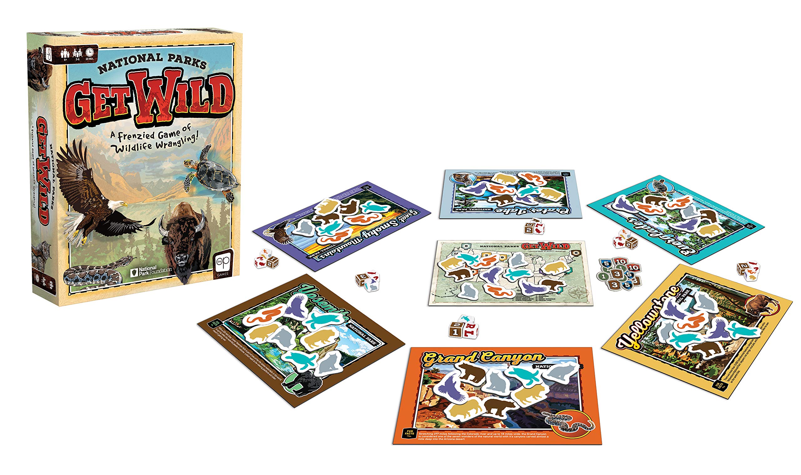 USAOPOLY National Parks Get Wild | Quick-Rolling Dice Game Featuring Iconic National Park Locations | Great Kids Game & Family Board Game