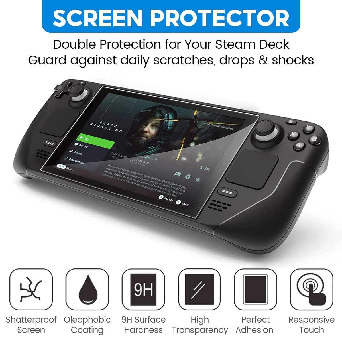 BELIEFLUO Steam Deck Screen Protector,Transparent HD Clear tempered glass protector Compatible with Steam Deck 7inch 2022. Anti-Scratch,Bubble Free[2-PACK]