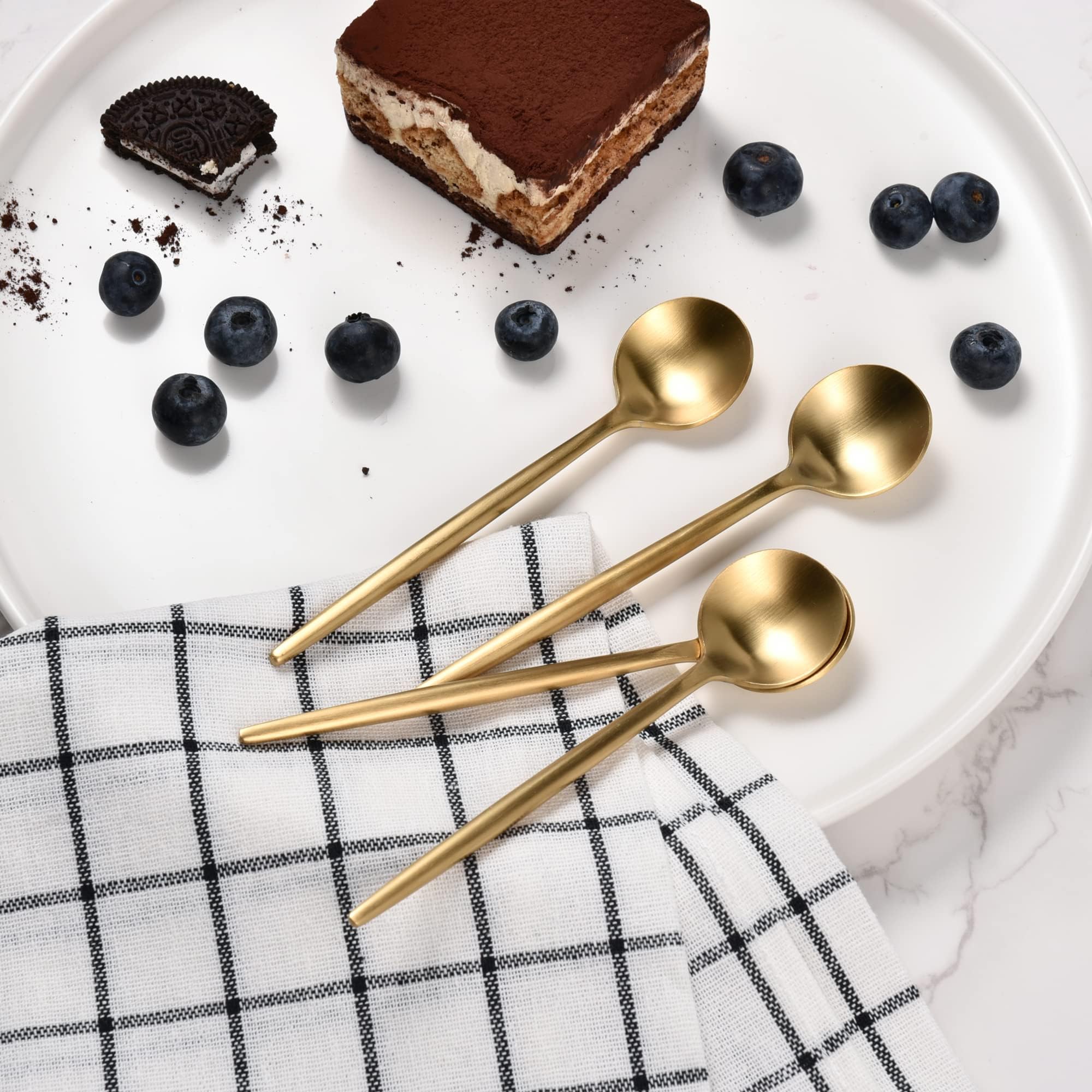 IMEEA Espresso Spoons Gold Demitasse Spoons Stainless Steel Coffee Spoons Mini Teaspoons 5.1-Inch, Set of 6