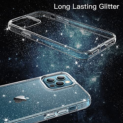 JETech Glitter Case for iPhone 12 Pro Max, 6.7-Inch, Bling Sparkle Shockproof Phone Bumper Cover, Cute Sparkly for Women and Girls (Clear)