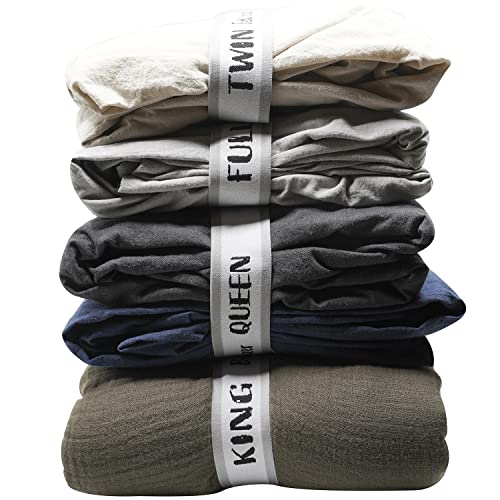 ECOHomes Bed Sheet Organizer and Storage Label Bands | Sheets Set Organizers for Linen Closet - Elastic Bedding Sheet Keepers Straps for Foldable Bedsheet, Pillow Case, Duvet (King 4PCs Pack | Cream)