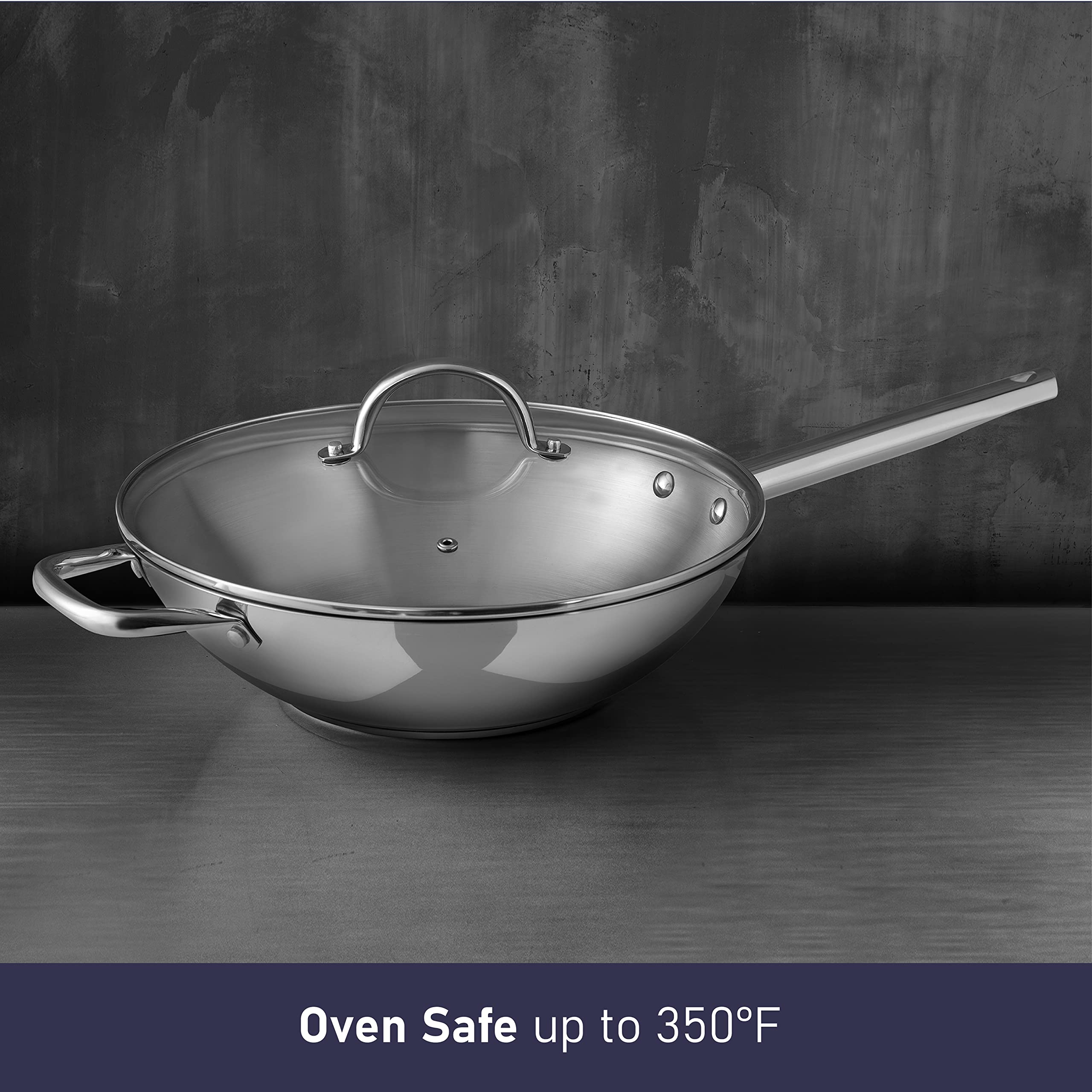 Bergner - Gourmet - 8 Quart Dutch Oven with Lid – Stainless-Steel Non-Stick Medium Dutch Oven with Tempered Glass Lid - Even Heat Distribution - Safe For All Stove Types