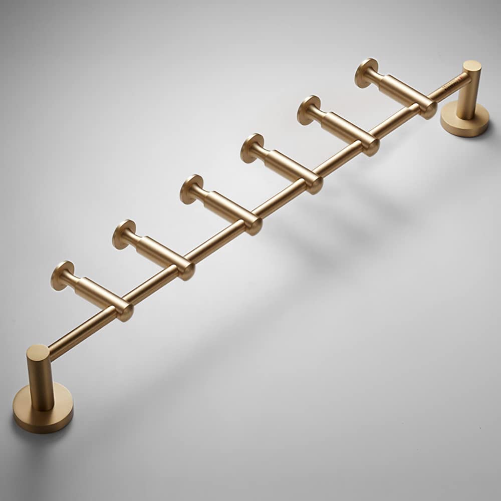 MIMODA Vertical Coat Rack Wall Mounted, 6 Hooks Wall Mount Coat Hooks Coat Rack for Entryway Bedroom Coats Scarfs Bag Hat Umbrella Space Saving (Gold)