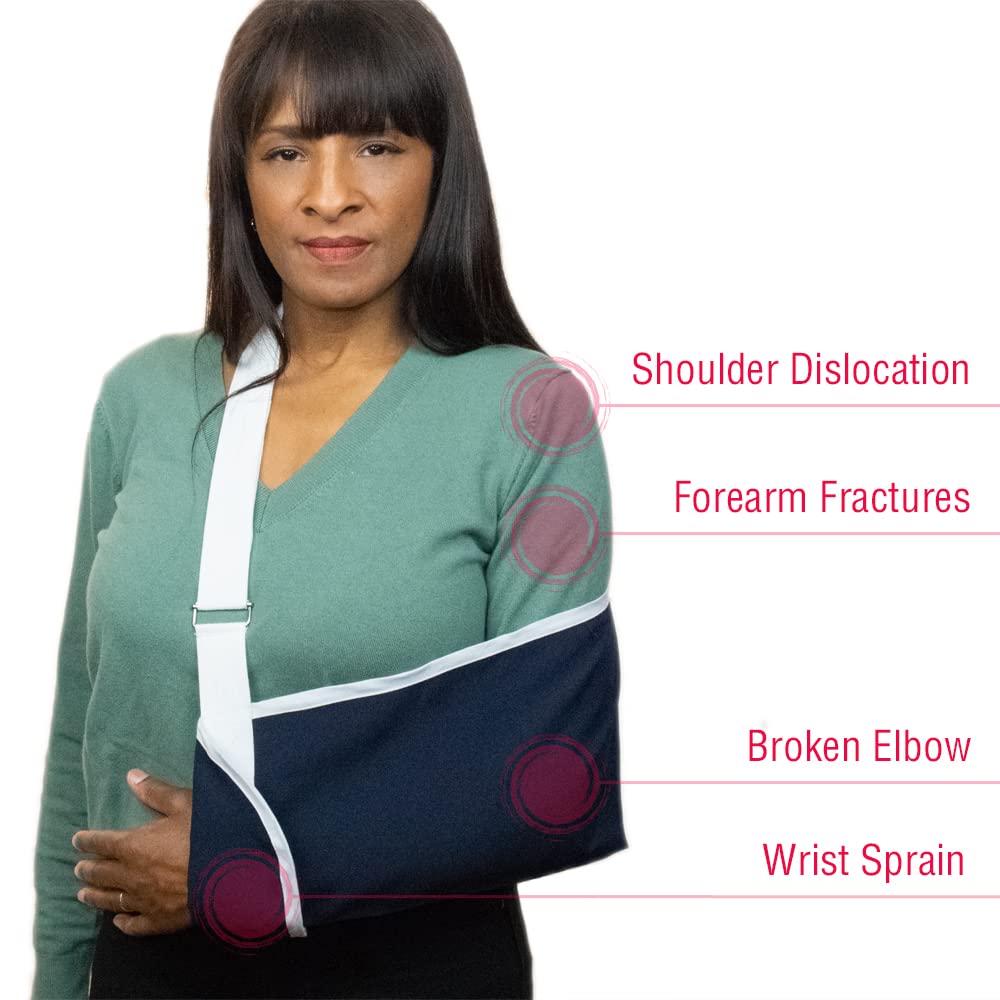 Arm Sling Shoulder Support Broken Arm Adjustable Shoulder Immobilizer Reduce Cervical Strain Wrist Injury Elbow Surgery Fractured Bones Unisex Breathable Left and Right Hand - Sago Health Care
