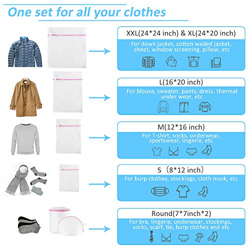 GOGOODA 7 Set Laundry Mesh Bags Delicate Wash Bags with 2 Set Sneaker Shoe Wash Bags