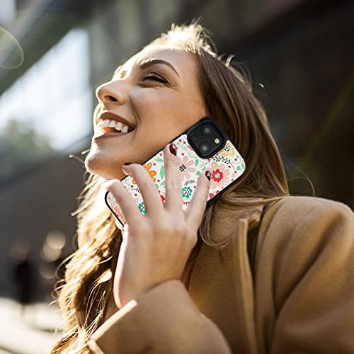 HAOPINSH for iPhone 13 Mini Case Wallet with Card Holder, Daisy Florals Pattern Back Flip Folio PU Leather Kickstand Card Slots Case for Women Girls, Double Magnetic Clasp Shockproof Cover 5.4"