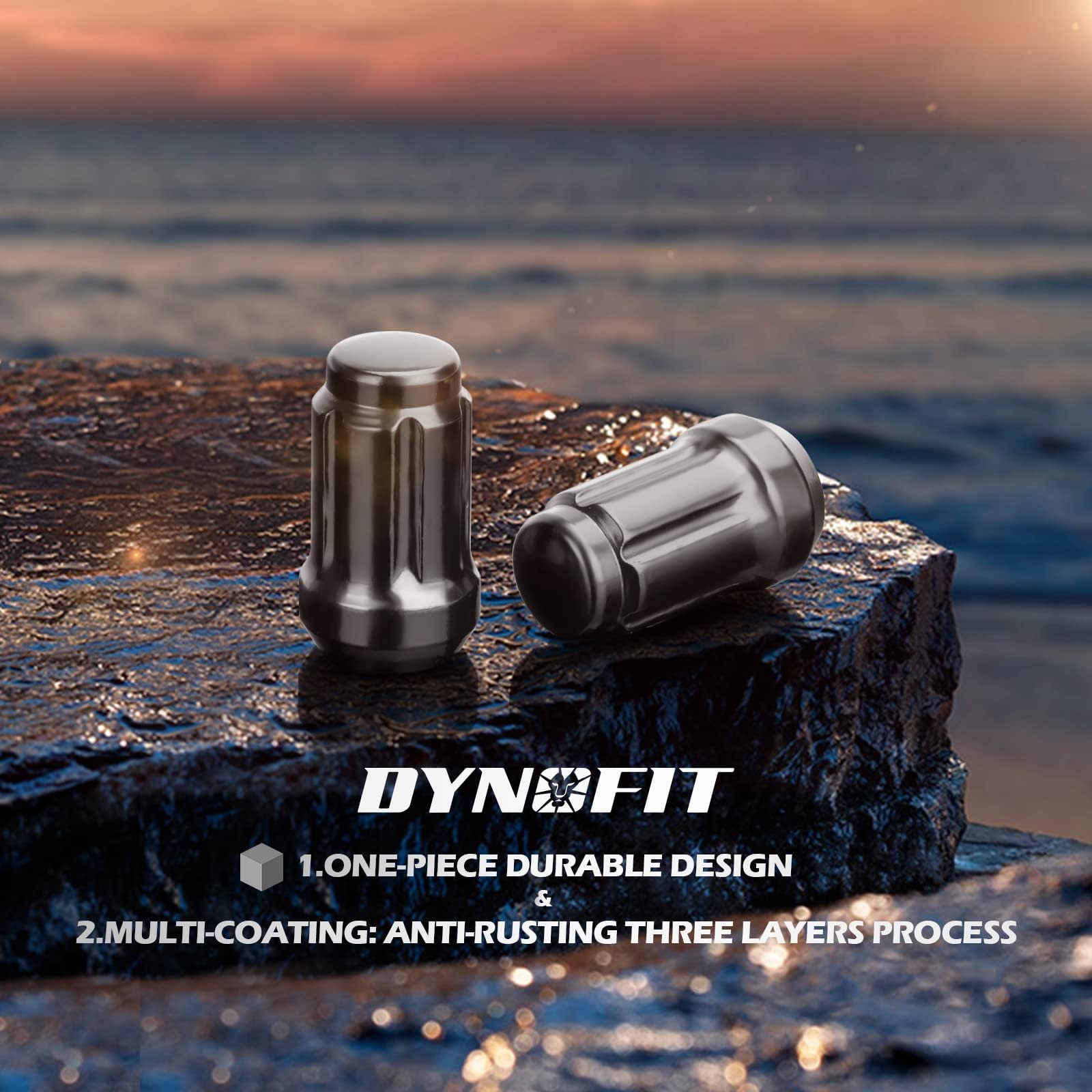 ATV M10x1.25 Aftermarket Lug Nuts for Most Honda Yamaha Kawasaki Suzuki, dynofit 16pcs+1socket 10mm-1.25 Black Spline Drive Conical/Cone Lugnuts for Arctic Cat/Can-Am Tuner Quad, 19mm/21mm Hex Key