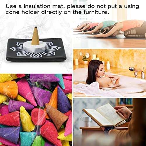 Incense Cones 120 Pcs, with Incense Holder, Mixed Natural Scents Deco Sandalwood Lavender Rose Sage Cinnamon Eucalyptus Rainforest Violet, 8 Assorted Boxes
