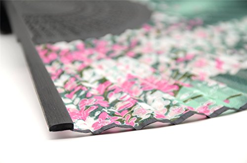 OMyTea® Women Hand Held Silk Folding Fan with Bamboo Frame - with a Fabric Sleeve for Protection for Gifts - Sakura Cherry Blossom Pattern (WZS-2)