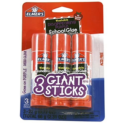 Elmer's Disappearing Purple School Glue Sticks, Washable, 6 Grams, 12 Count & Disappearing Purple School Glue Sticks, Washable, 22 Grams, 3 Count