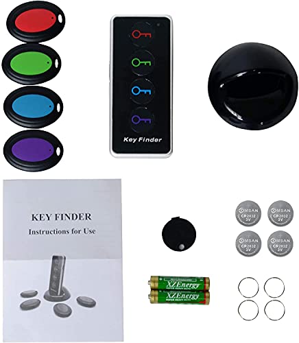 JTD Wireless RF Item Locator/Key Finder with LED flashlight and base support. With 4 Receivers Key Finder-Wireless key RF locator, Remote Control, Pet, Cell, Wireless RF Remote Item, Wallet Locator. (4 Receivers)