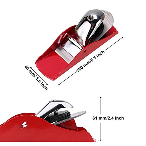 DSHE Mini Hand Planer Small Trimming Planer 6-1/2 inch Woodworking Pocket Plane Hand Plane with 1 inch Blade Adjustable Block Plane and 1 Wood Fixe for Trimming Projects Carpenter DIY Model Making