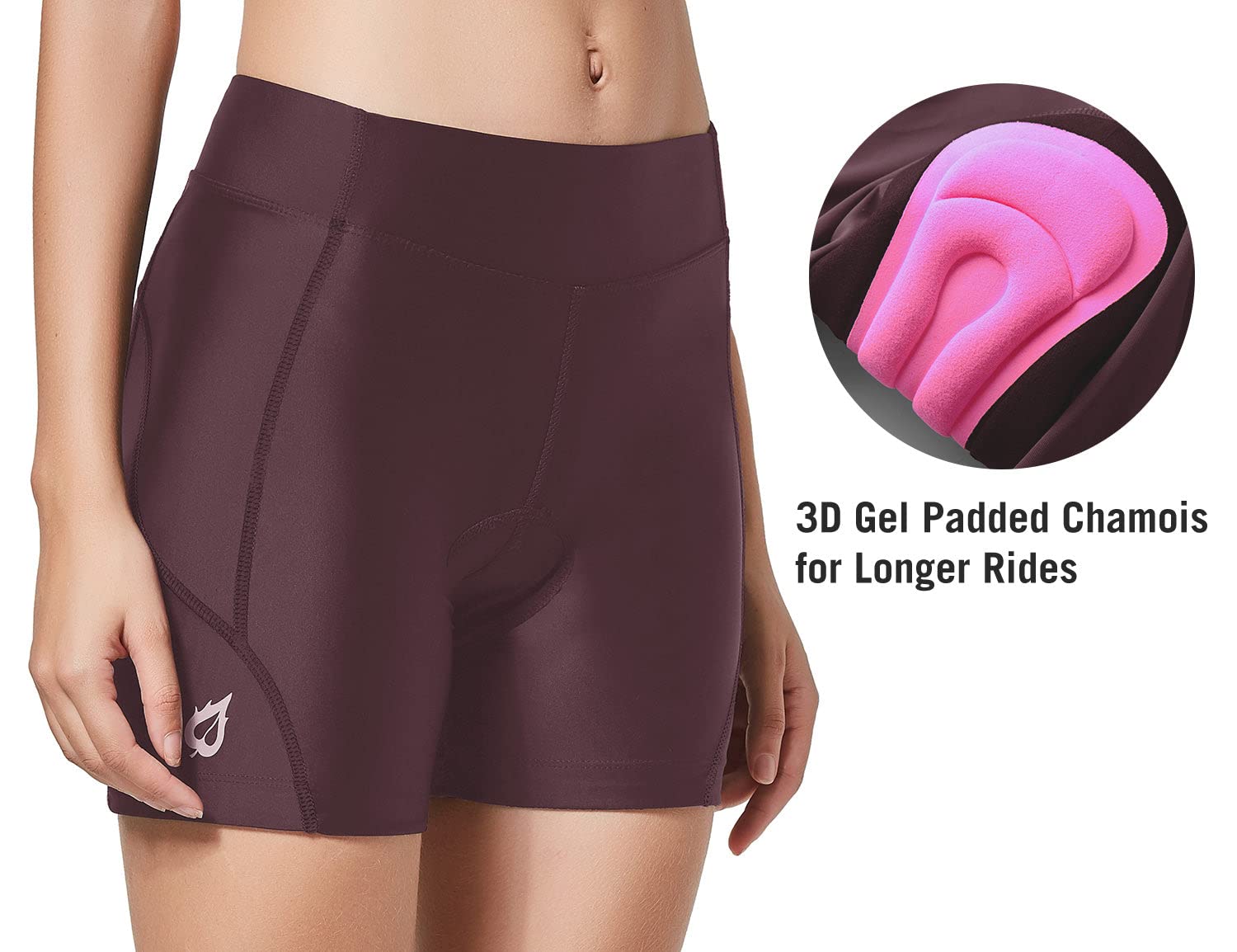 BALEAF Women's Cycling Shorts Padded Bike Shorts Biking Bicycle Spin Underwear Gel UPF 50+ Wine Red S