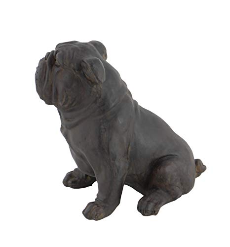 Deco 79 Polystone Bulldog Decorative Sculpture Distressed Sitting Home Decor Statue, Accent Figurine 10" x 7" x 11", Brown