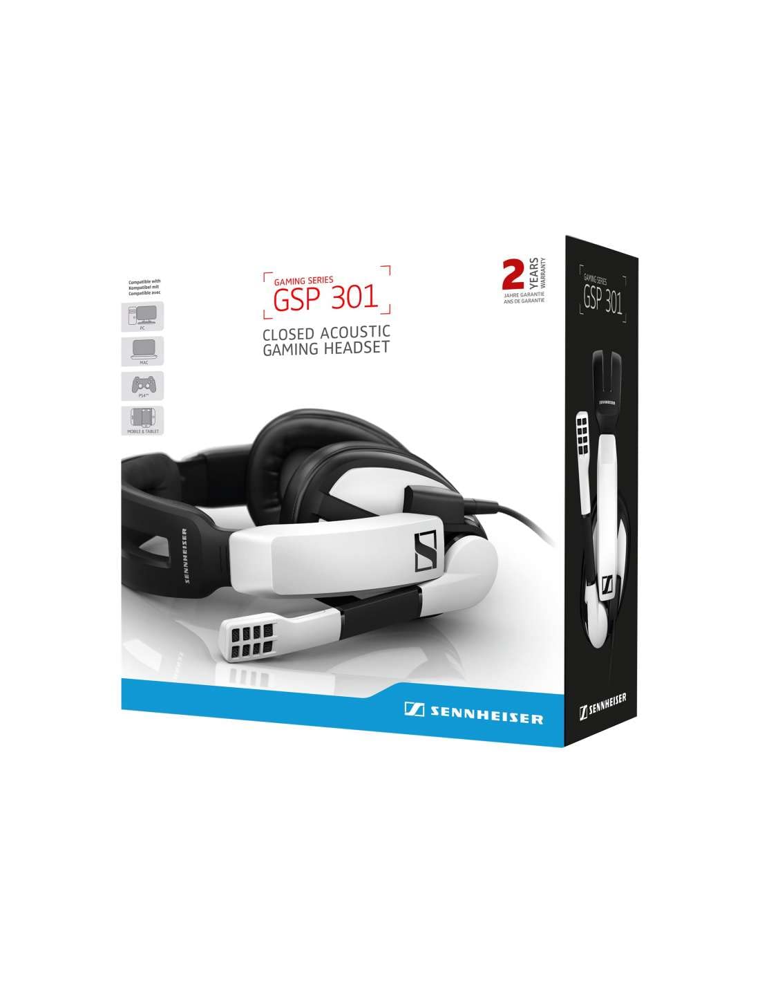 EPOS 【Amazon.co.jp 限定】 ゲーミングヘッドセット 有線 密閉型 ノイズキャンセリング マイク付き GSP 301 ホワイト 【国内正規品】