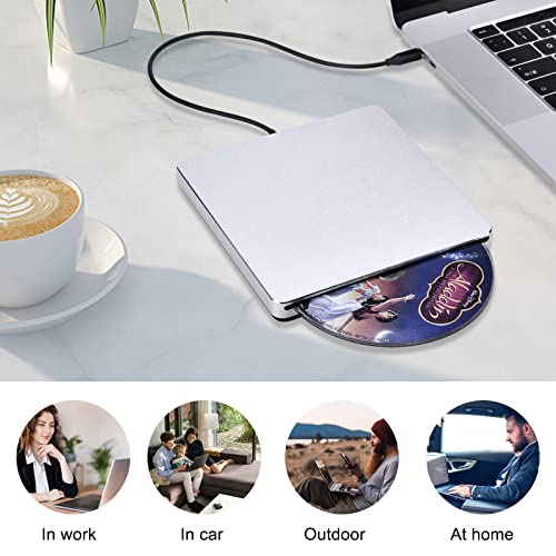 NOLYTH External DVD Drive USB 3.0 Type-C Slot-in CD ROM External Drive Slim CD/DVD Drive Burner CD Reader DVD Player Optical Drive for Laptop Windows 11 Mac PC Apple MacBook iMac