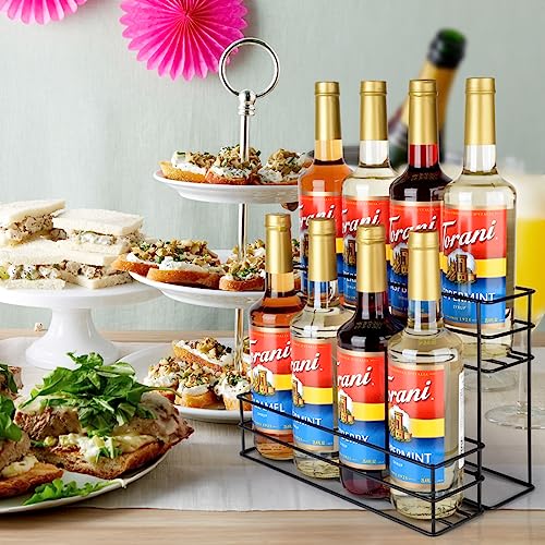 kimilus 8 Bottle Capacity Coffee Syrup Organizer 2 Tier Coffee Syrup Stand Shelf for Coffee Bar Kitchen Small Wine Rack for Bar Family Storage for Syrup Wine Dressing