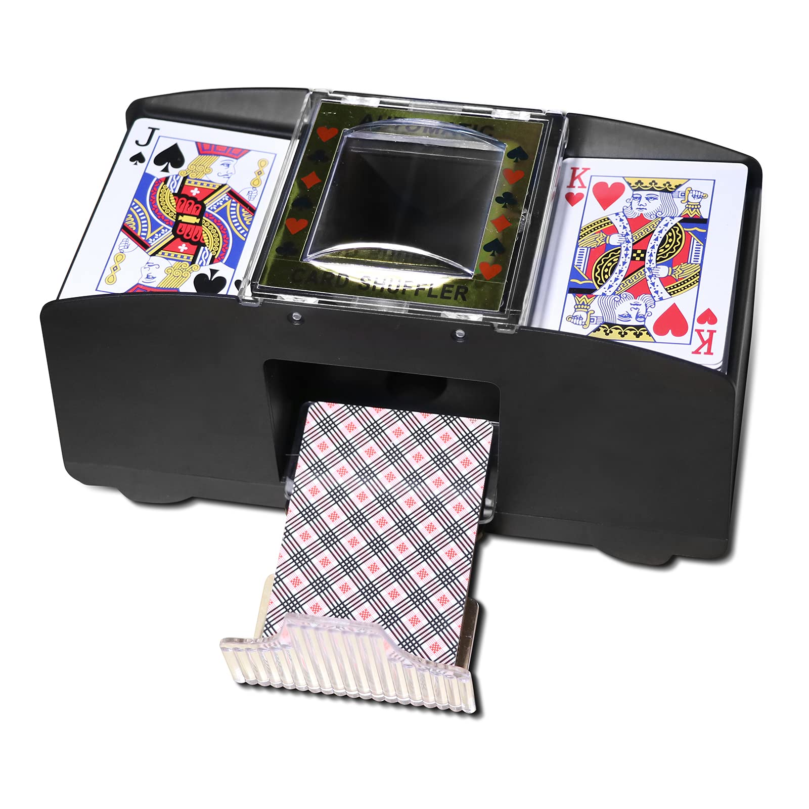 Hczswsy Card Shuffler 2 Deck, Automatic Card Shuffler Battery Operated, Battery Operated Casino Playing Card Shuffler for Home Card Games, Texas Hold'em, Blackjack