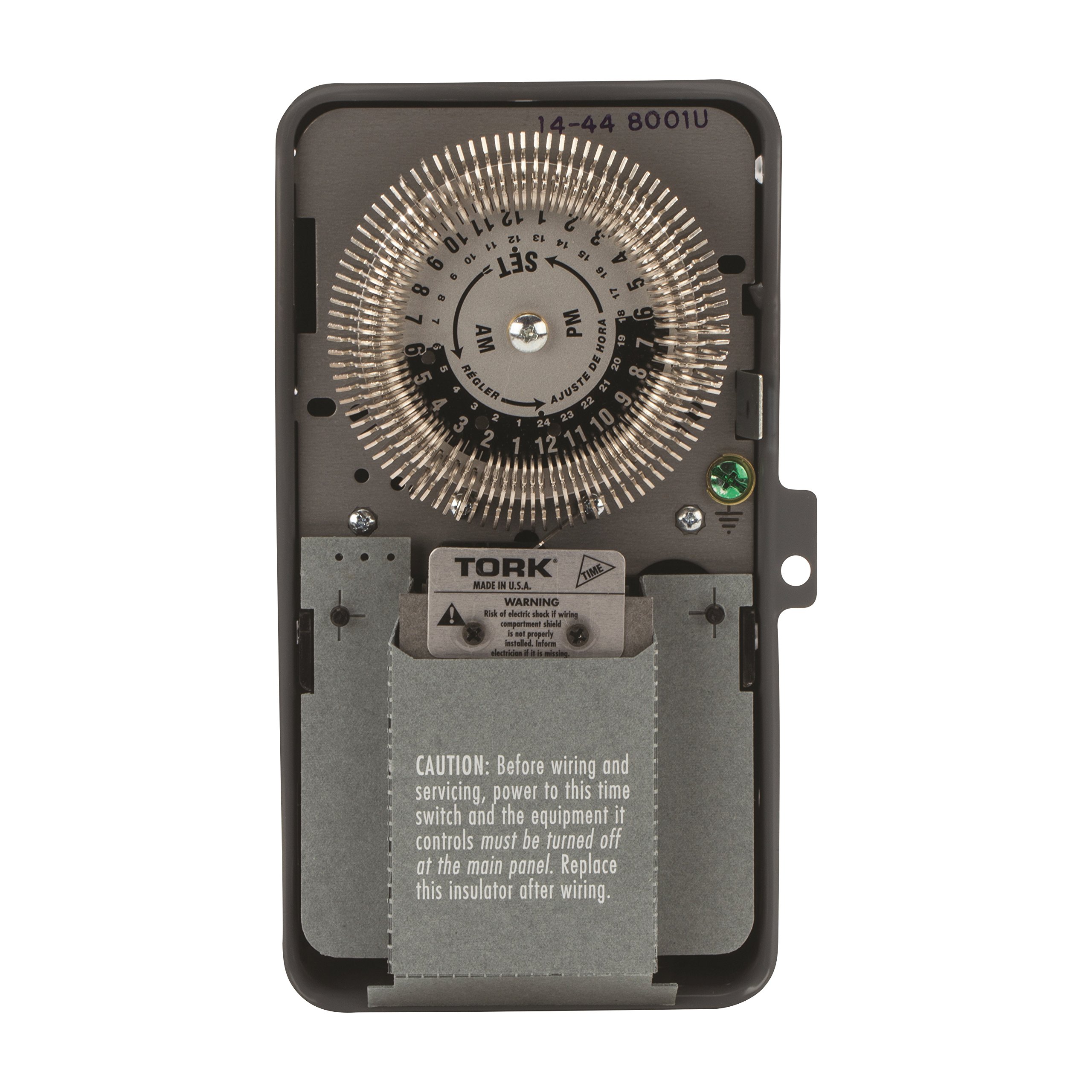NSI 8000 Series Many Daily ON/Off Operations Per Day Duty Cycle 24 Hour Time Switch, Metal Indoor NEMA 1, 480/120 Trans. Input Supply, SPDT Output Contact (8001U), Color,Grey