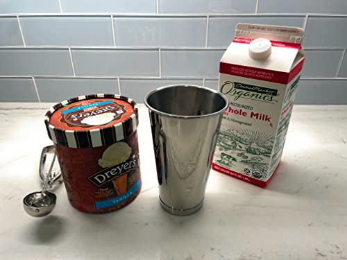 Metal Magery Stainless Steel Milkshake Cups Immersion Hand Blender Malt Cup 30 oz Set of 2