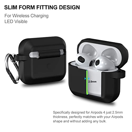 Doboli Compatible with AirPods 3 Case Cover for Airpods 3rd Generation Charging Case 2021 Silicone Protective Accessories Skin with Keychain (Front LED Visible) Square Black