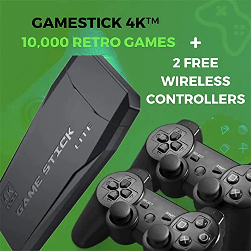 Game Stick 4k 64 GB - 10,000 Retro Games, Wireless Retro Game Console, 2.4G Wireless Controller Gamepad 4K Game Stick, 4K HDMI Output TV Game Stick (128G)