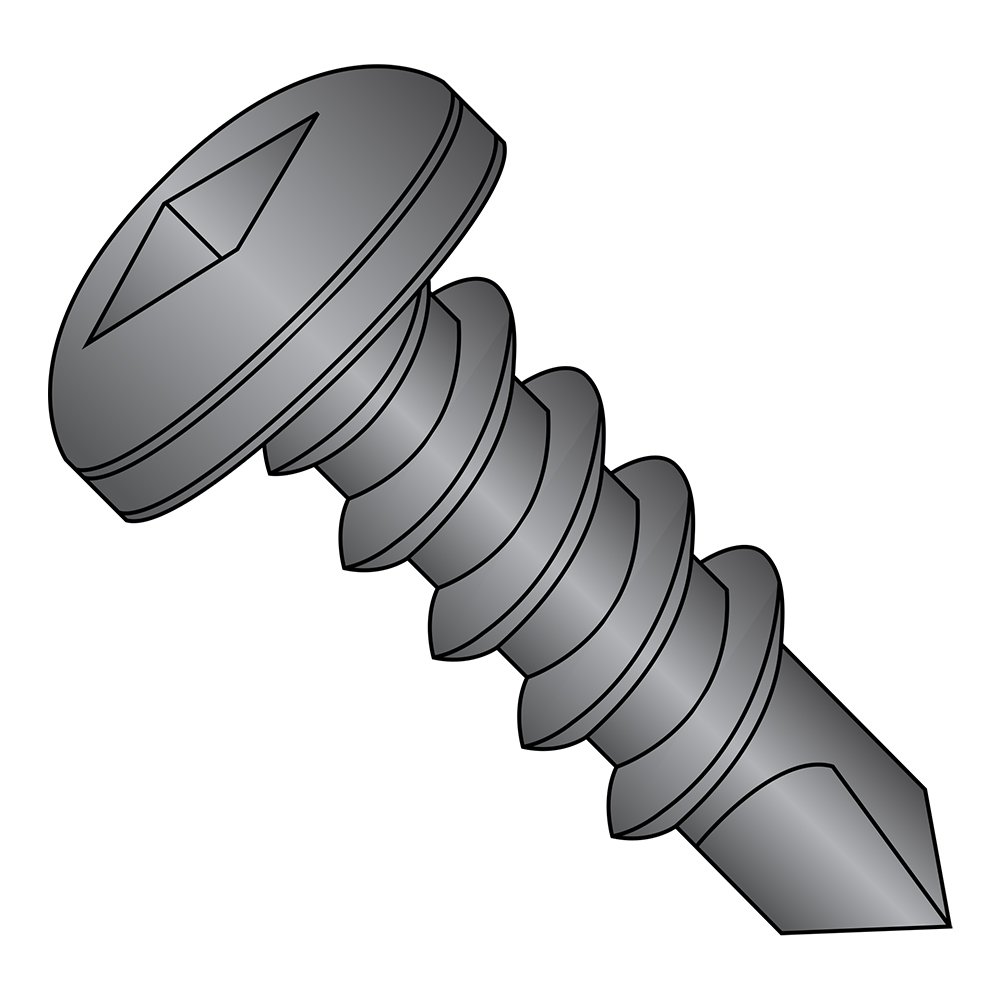Small Parts 0816KQPB Steel Self-Drilling Screw, Black Oxide Finish, Pan Head, Square Drive, #2 Drill Point, #8-18 Thread Size, 1" Length (Pack of 100)
