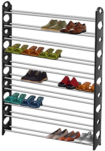 GPCT Stackable 50 Pair Shoe Rack (Up to 10 Stack-able Shelves, Adjustable for Different Shoe Sizes, Free Up Closet or Floor Space)