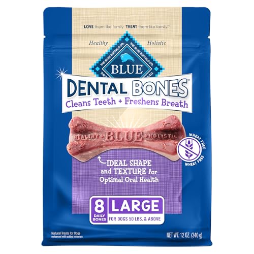 Blue Buffalo Dental Bones Large Natural Dental Chew Dog Treats Bag