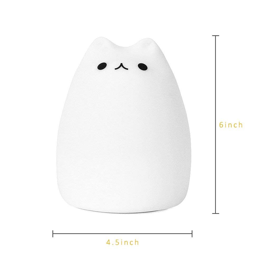 Litake Kitty Night Light, USB Rechargeable Silicone Cute Cat Night Light for Kids Baby Children, 7-Color Changing LED Cat Lamp Nursery Nightlights for Kids bedroom (Celebrity Cat)