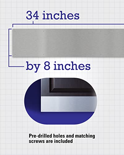 Hardware Essentials 852737 Aluminum Non-Magnetic, Screw-In, Door Kick Plate 8" x 34" Anodized Aluminum Finish 