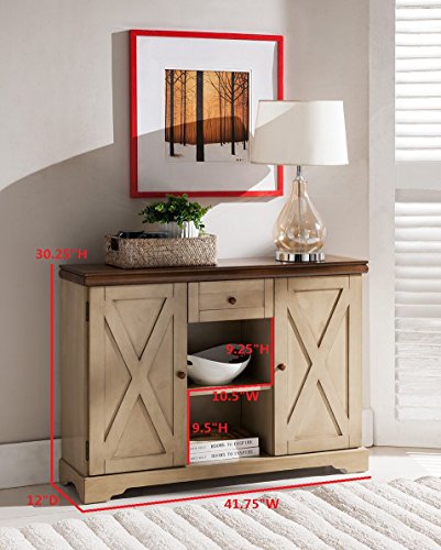 Kings Brand Furniture - Wood Buffet Cabinet Console Table, Black / Walnut