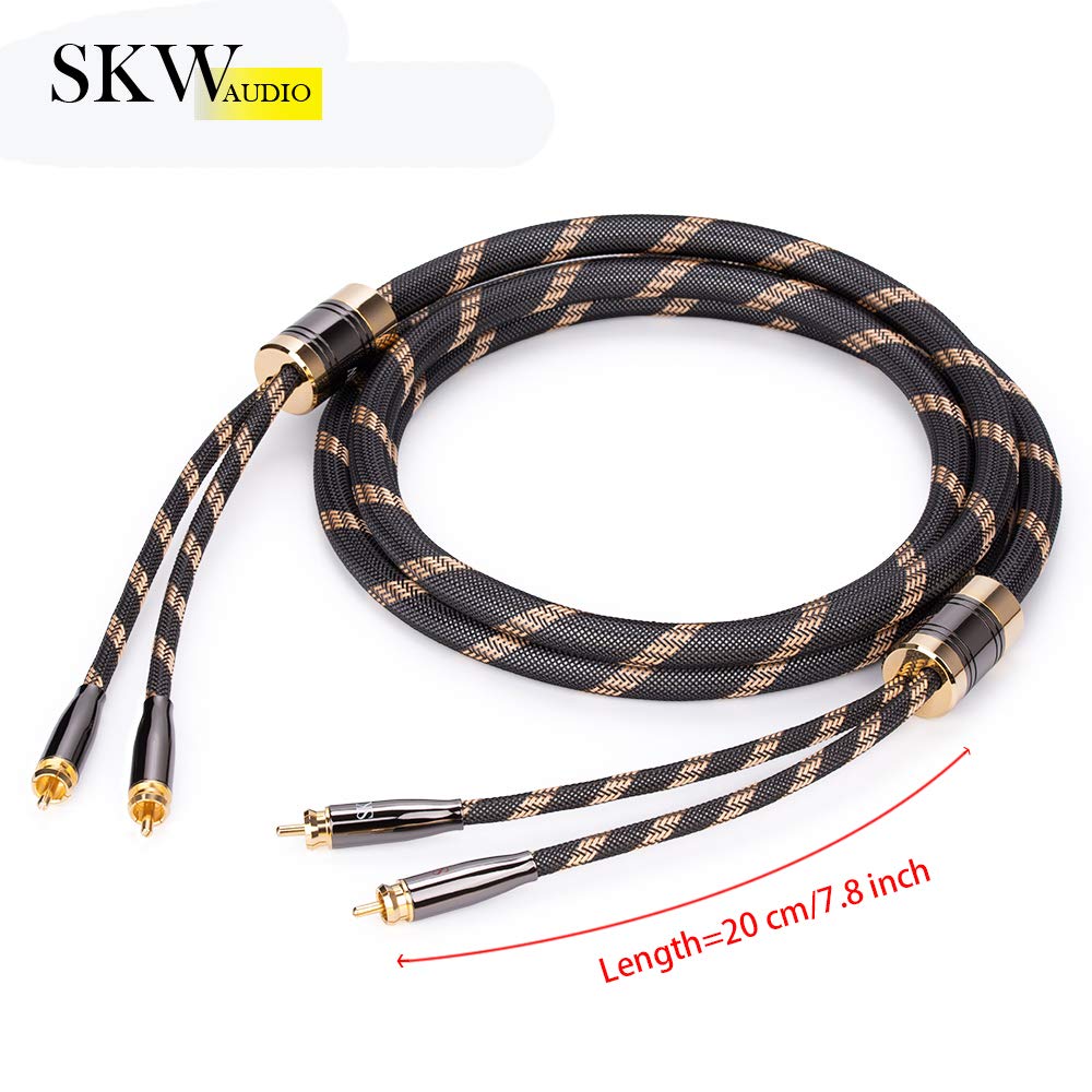 SKW Upgrad Audiophiles Audio Cable 2RCA Male to 2RCA Male HiFi System Converter Adapter with Diameter 12.8mm Black 4.9ft (1.5M)