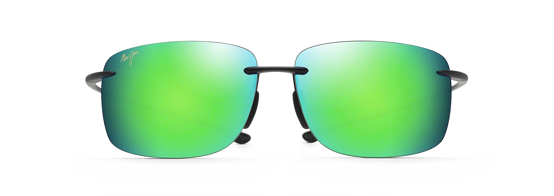 Maui Jim Men's and Women's Hema Polarized Rimless Sunglasses, Black Matte/MAUIGreen®, Large
