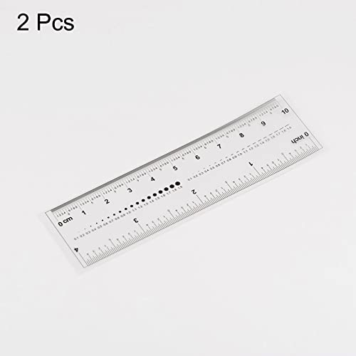HARFINGTON 2pcs Film Flexible Ruler 4 Inch 0.1mm Scale PET Plastic Folding Straight Ruler Calibration Soft Ruler Measuring Tool for Factory, Transparent