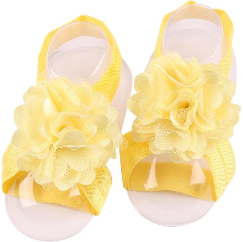Toptim Baby Girl's Barefoot Sandals Flower for Newborn Toddlers (0-3T) (Mixed 12 Colors)