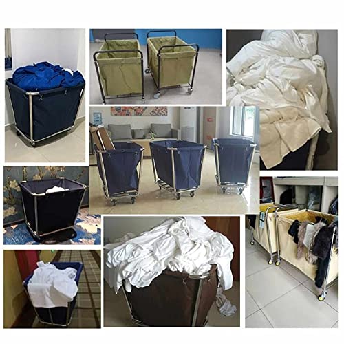 Commercial Laundry Cart,Stainless Steel Industrial Rolling Laundry Cart Storage Trolley Hamper for Hotel/Home/Hospital,80kg/176 LBS Load,10 Bushel