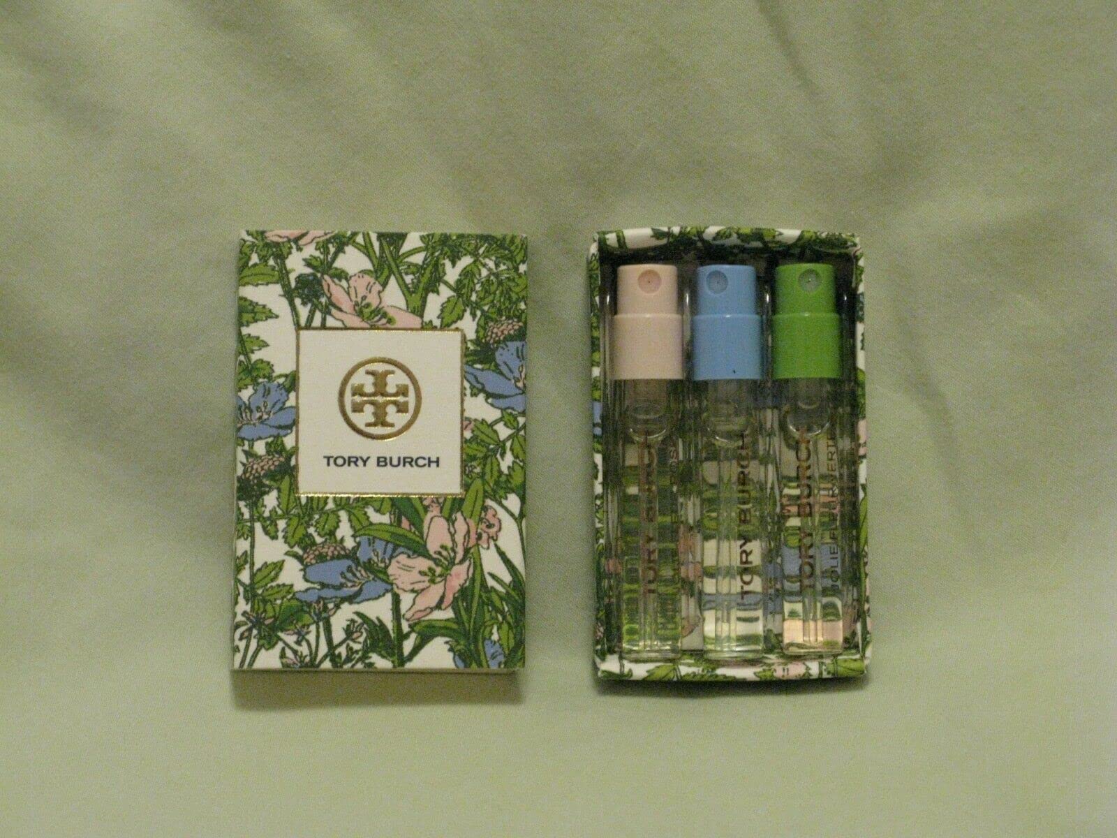 Tory Burch Set of 3 Eau de Parfum Sample Sprays: Jolie Fleur Rose, Fleur Bleue, and Fleur Verte - .05 oz each