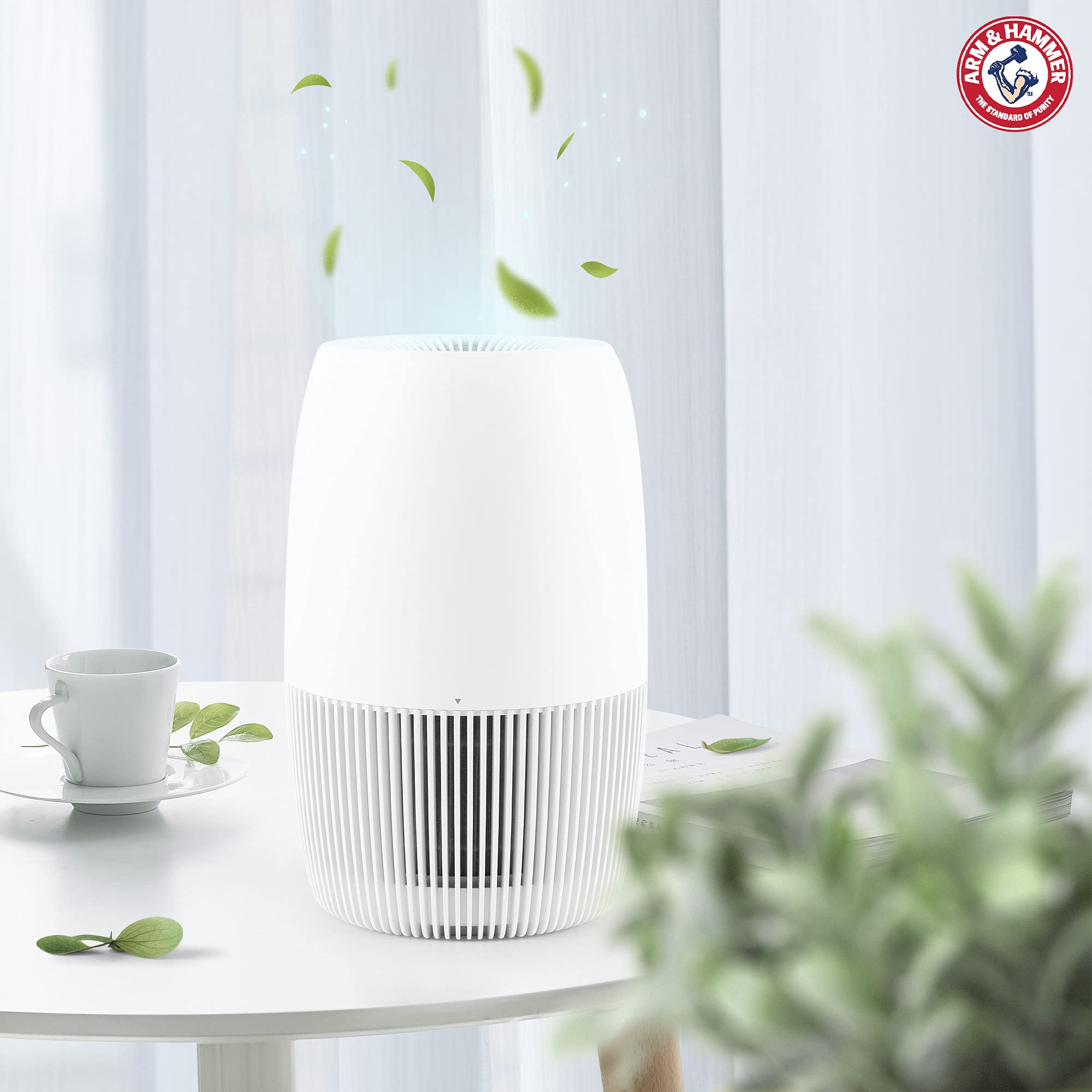 Arm & Hammer, AH301W HEPA Air Purifier for Home Office, Desktop Air Cleaner Removes 99.97% Allergies, Smoke, Dust, Pollen, Pet Dander, Odor, Germs, Mold, Pearl White