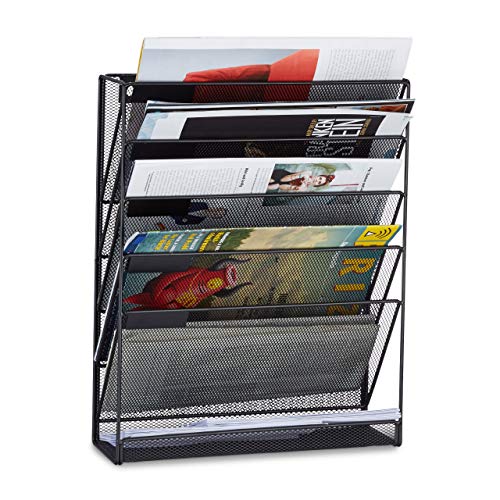 Relaxdays Wall Mount Magazine Rack, 10.5 x 32.5 x 40.5 cm, Black