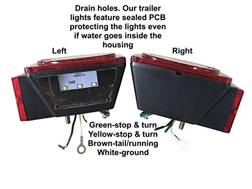 MAXXHAUL 70205 Trailer Light Kit - 12V All LED, Left and Right Waterproof Submersible for Trailers, Boat Trailer Truck Marine Camper RV Snowmobile, Red