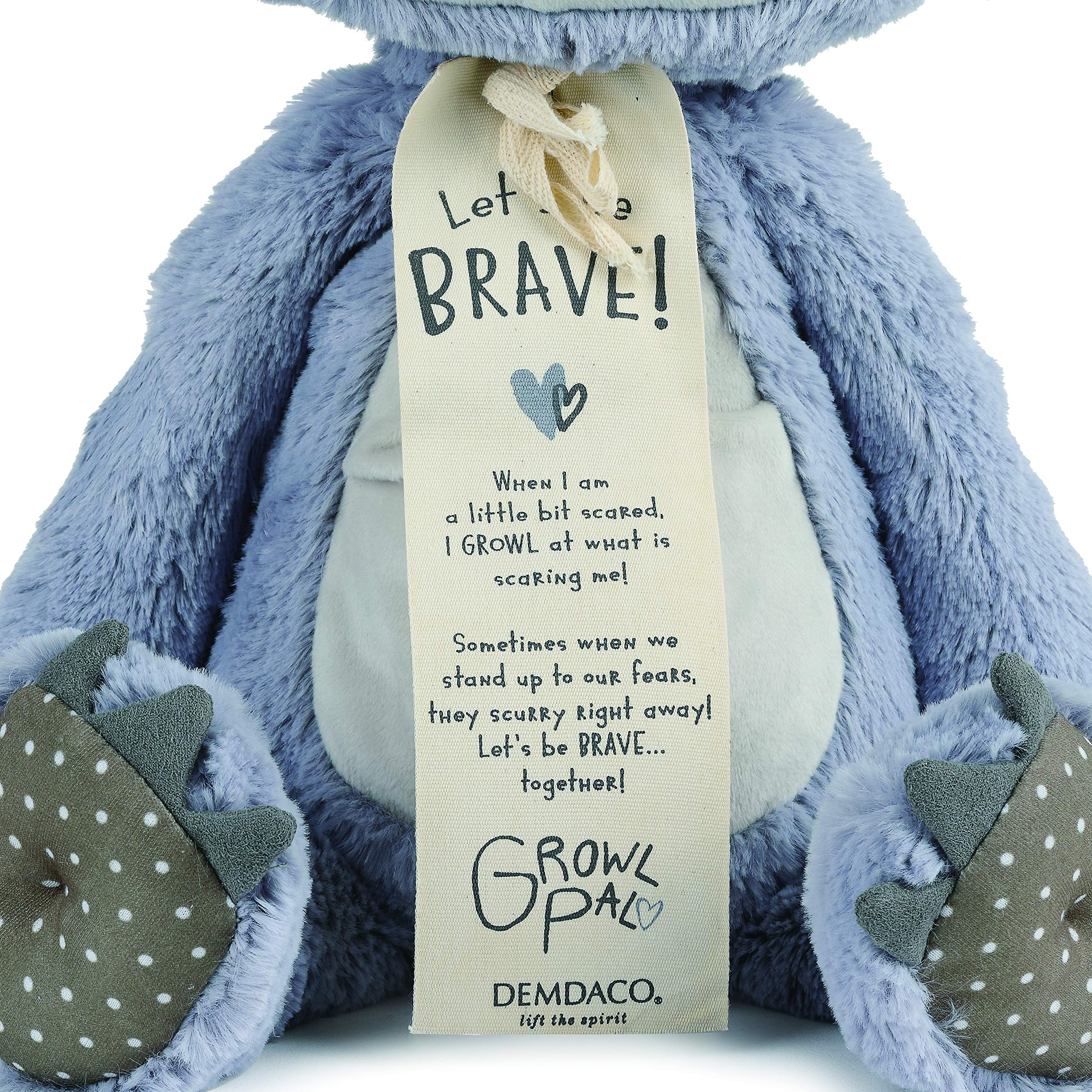DEMDACO Growl Pal Let's Be Brave Polka Dot Purple 16 inch Plush Fabric Figure Toy