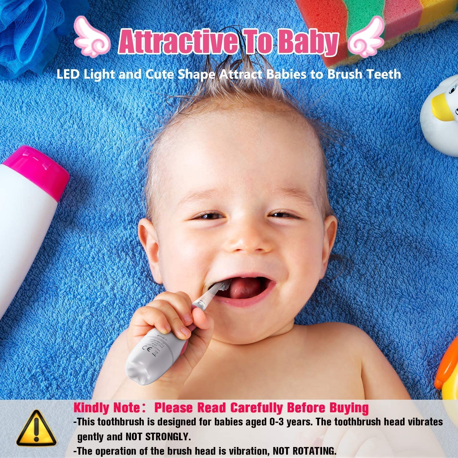 DADA-TECH Baby Electric Toothbrush with Replacement Heads (Round)