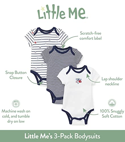 Little Me Baby-Girls Newborn Rose 3 Pack Bodysuit, Pink Floral, 3 Months