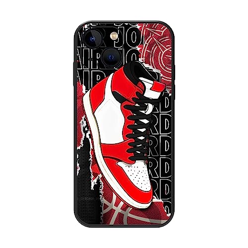 Compatible with iPhone 13 Mini Case Soft TPU Material Designed with Red Basketball Shoes Sneaker, Suitable for Energetic Sports-Loving Young People