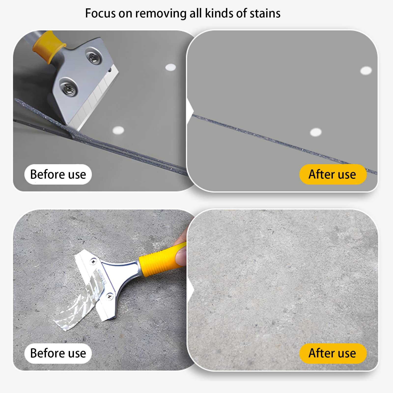 GAILY YOUTH Paint Scraper 2 Pcs, Floor Scraper with 10 Pcs Metal Blades, Long Handle Razor Blade Scraper for Cleaning Stove Top Windows Glass Wallpaper(25 cm)